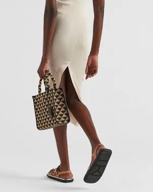 Prada Ribbed Monogram Logo Sleeveless Dress