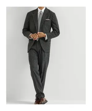 Brunello Cucinelli Silk, Wool And Cashmere Prince Of Wales Flannel Deconstructed Blazer - Anthracite