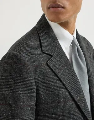 Brunello Cucinelli Silk, Wool And Cashmere Prince Of Wales Flannel Deconstructed Blazer - Anthracite