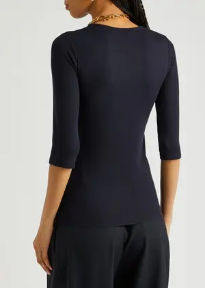 Vince Ribbed Stretch-jersey Top - Black
