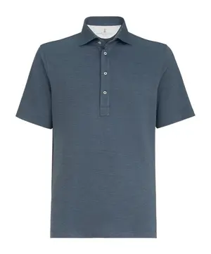 Brunello Cucinelli Half-button Polo Shirt - Sky-blue