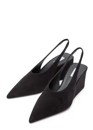 Alaïa Suede Wedge Slingback Pumps - Black