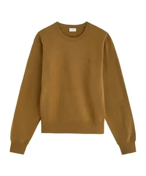 Saint Laurent Logo-embroidered Cotton Sweatshirt - Brown