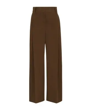 Brunello Cucinelli Stretch-cotton Moleskin Loose Sartorial Trousers With Monili - Chocolate