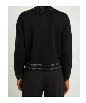 Tory Burch Topstitch Wool Cardigan