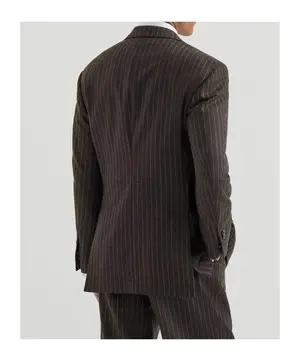 Brunello Cucinelli Virgin Wool And Cashmere Chalk Stripe Flannel Tailor Blazer