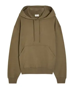Saint Laurent Logo-embroidered Hooded Cotton Sweatshirt - Brown