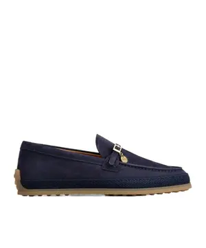 TOD'S Suede Loafers With Buckle Detail - Blue