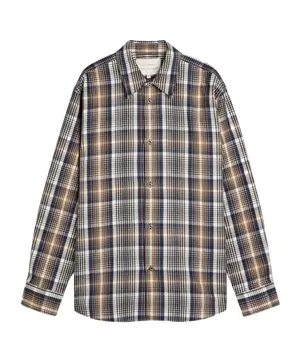 Studio Nicholson Checked Brushed-cotton Shirt - Gray