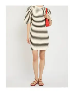 ANINE BING Mona Striped Cotton-blend Mini Dress - White