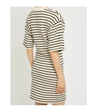 ANINE BING Mona Striped Cotton-blend Mini Dress - White