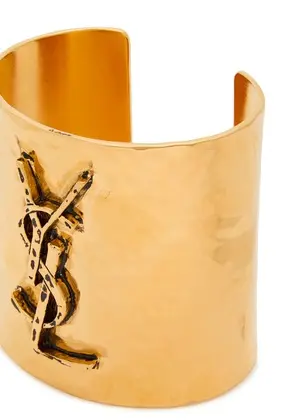 Saint Laurent Logo Hammered Cuff