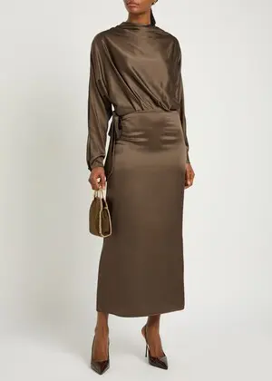 Staud Phoebe Draped Stretch-silk Maxi Dress