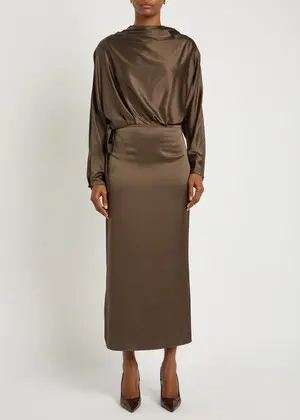 Staud Phoebe Draped Stretch-silk Maxi Dress
