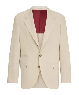Brunello Cucinelli Cotton And Virgin Wool Gabardine Deconstructed Blazer - Vanilla