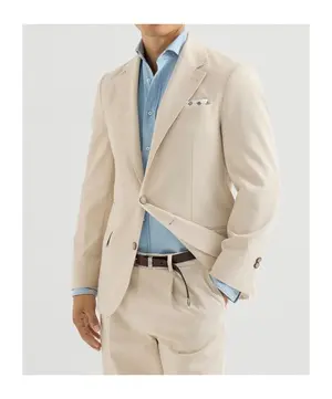 Brunello Cucinelli Cotton And Virgin Wool Gabardine Deconstructed Blazer