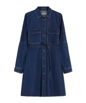 Max Mara Denim Shirt Dress With Classic Collar