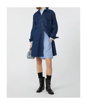 Max Mara Denim Shirt Dress With Classic Collar