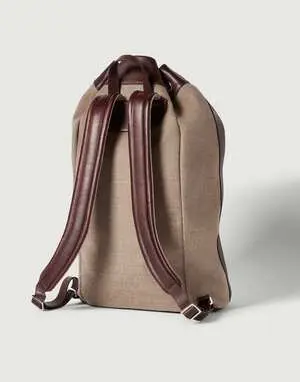 Brunello Cucinelli Water-resistant Canvas And Burnished Calfskin Drawstring Backpack