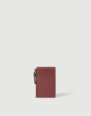 Brunello Cucinelli Logo Leather Card Holder