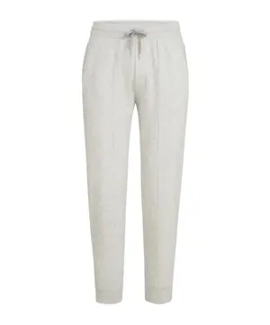 Brunello Cucinelli Cashmere Double-knit Trousers With Crête-detail And Elasticated Zipper Cuffs - Light Gray