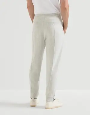 Brunello Cucinelli Cashmere Double-knit Trousers With Crête-detail And Elasticated Zipper Cuffs - Light Gray