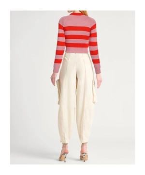 Marni Striped Cutout Long Sleeve Sweater - Pink