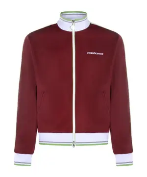 Casablanca Logo Embroidered Zip-up Sweatshirt - Red