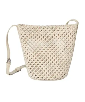 Brunello Cucinelli Duo Pouch Bag In Precious Cotton Net - Ivory