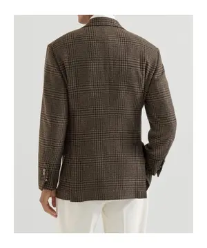 Brunello Cucinelli Cashmere Prince Of Wales Tailor Blazer - Chestnuts
