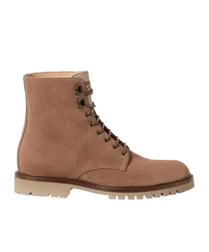 Brunello Cucinelli Lace-up Suede Ankle Boots - Hazelnut