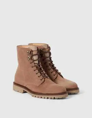 Brunello Cucinelli Lace-up Suede Ankle Boots