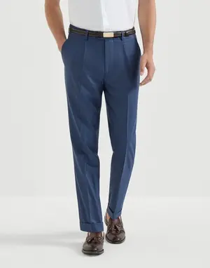 Brunello Cucinelli Super 150s Virgin Wool Houndstooth Pleated Trousers