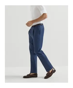 Brunello Cucinelli Super 150s Virgin Wool Houndstooth Pleated Trousers