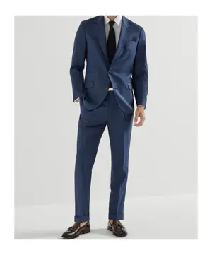 Brunello Cucinelli Super 150s Virgin Wool Houndstooth Pleated Trousers