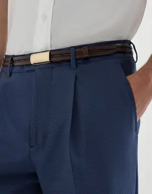 Brunello Cucinelli Super 150s Virgin Wool Houndstooth Pleated Trousers