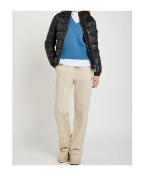 Moncler Pintuck Straight-leg Cotton Sweatpants - Nude