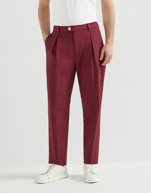 Brunello Cucinelli Garment-dyed Comfort Gabardine Trousers - Red