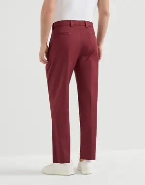 Brunello Cucinelli Garment-dyed Comfort Gabardine Trousers - Red
