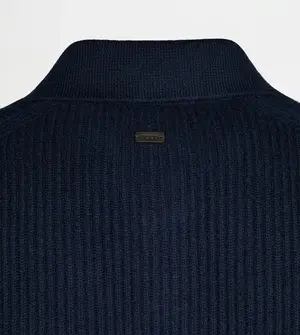TOD'S Ribbed Polo-collar Cardigan - Blue