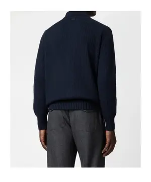 TOD'S Ribbed Polo-collar Cardigan - Blue
