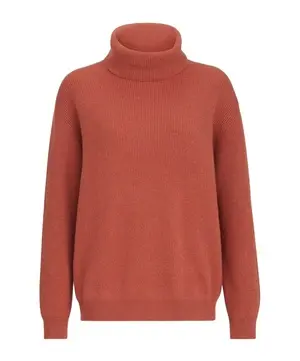 Brunello Cucinelli Cashmere English Rib Turtleneck Sweater With Monili - Refractory Bricks