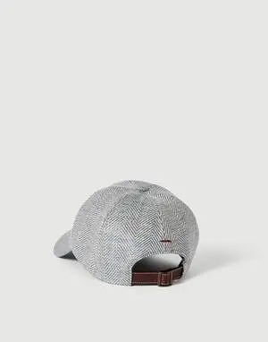 Brunello Cucinelli Alpaca, Wool And Silk Chevron Baseball Cap With Embroidered-logo
