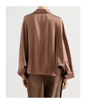 Brunello Cucinelli Stretch Silk Satin Shirt With Monili - Dattero