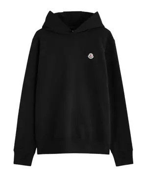 Moncler Logo-appliquéd Hooded Cotton Sweatshirt - Black