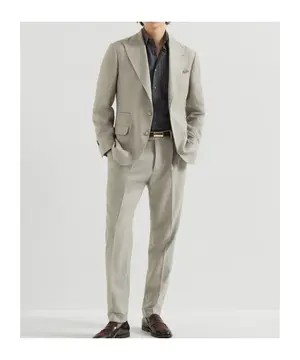 Brunello Cucinelli Double Pinstripe Cotton Overshirt With Italian Collar And Chest Pocket - Dark Gray