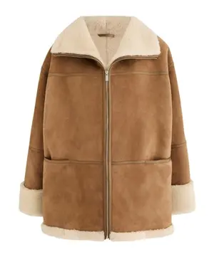 TOTEME Shearling-trimmed Suede Jacket - Brown