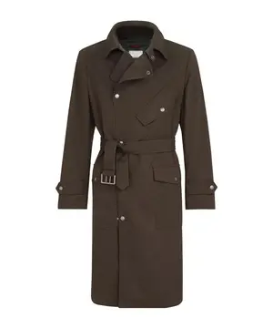 Brunello Cucinelli Water-resistant Microfiber Trench With Nappa Leather Accents