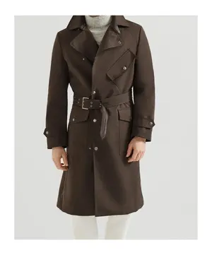 Brunello Cucinelli Water-resistant Microfiber Trench With Nappa Leather Accents