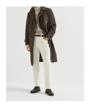 Brunello Cucinelli Water-resistant Microfiber Trench With Nappa Leather Accents